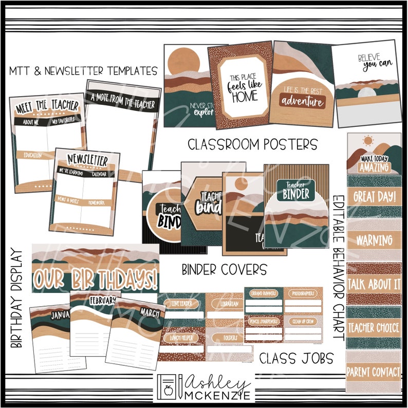 Abstract Landscape Themed Classroom Decor Bundle Editable - Etsy