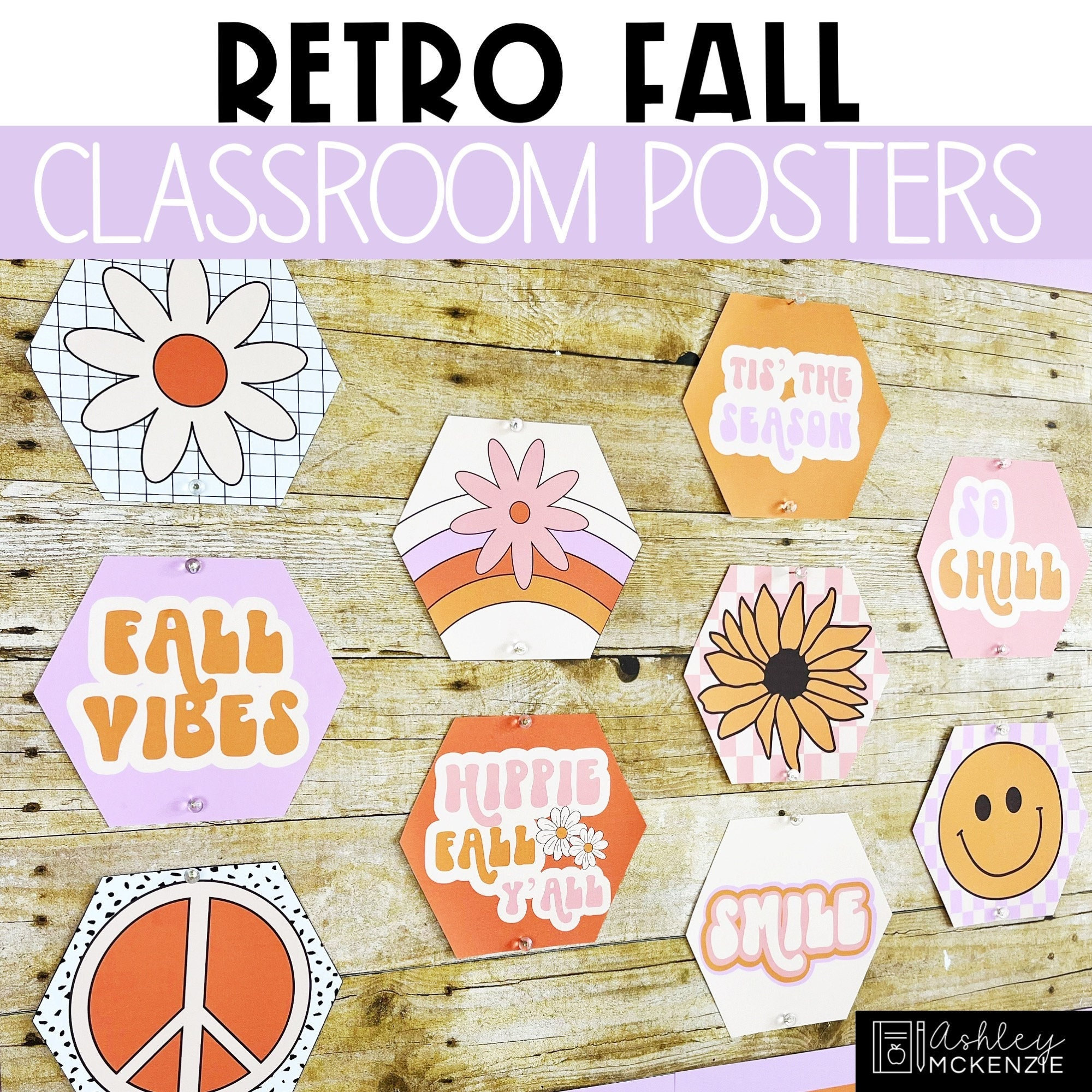 Retro Fall Classroom Posters, Easy Autumn Classroom Decorations, Text ...