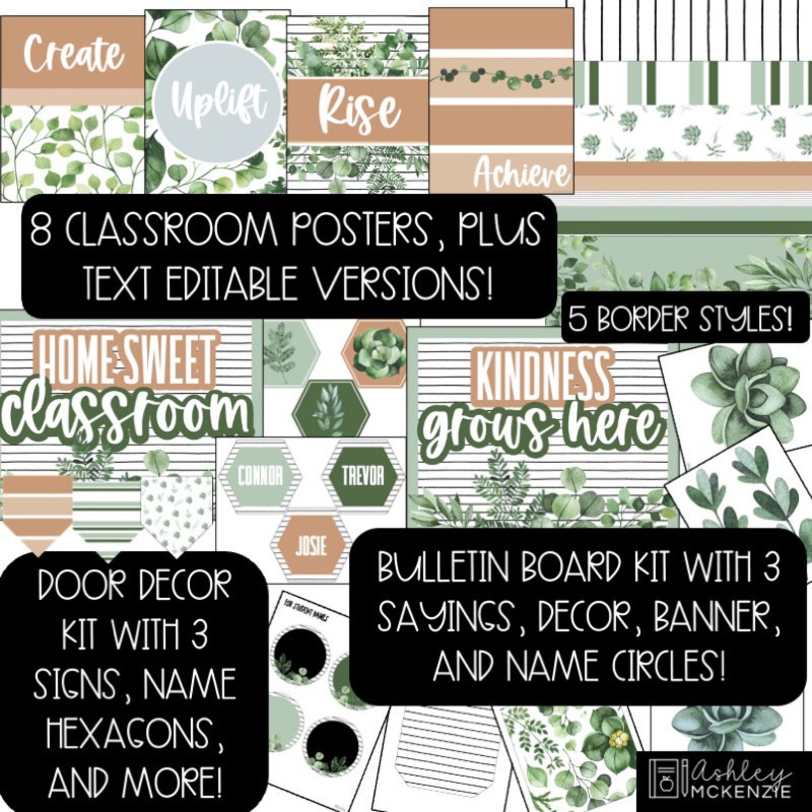 Modern Greenery Back to School Classroom Decor Bulletin Board - Etsy