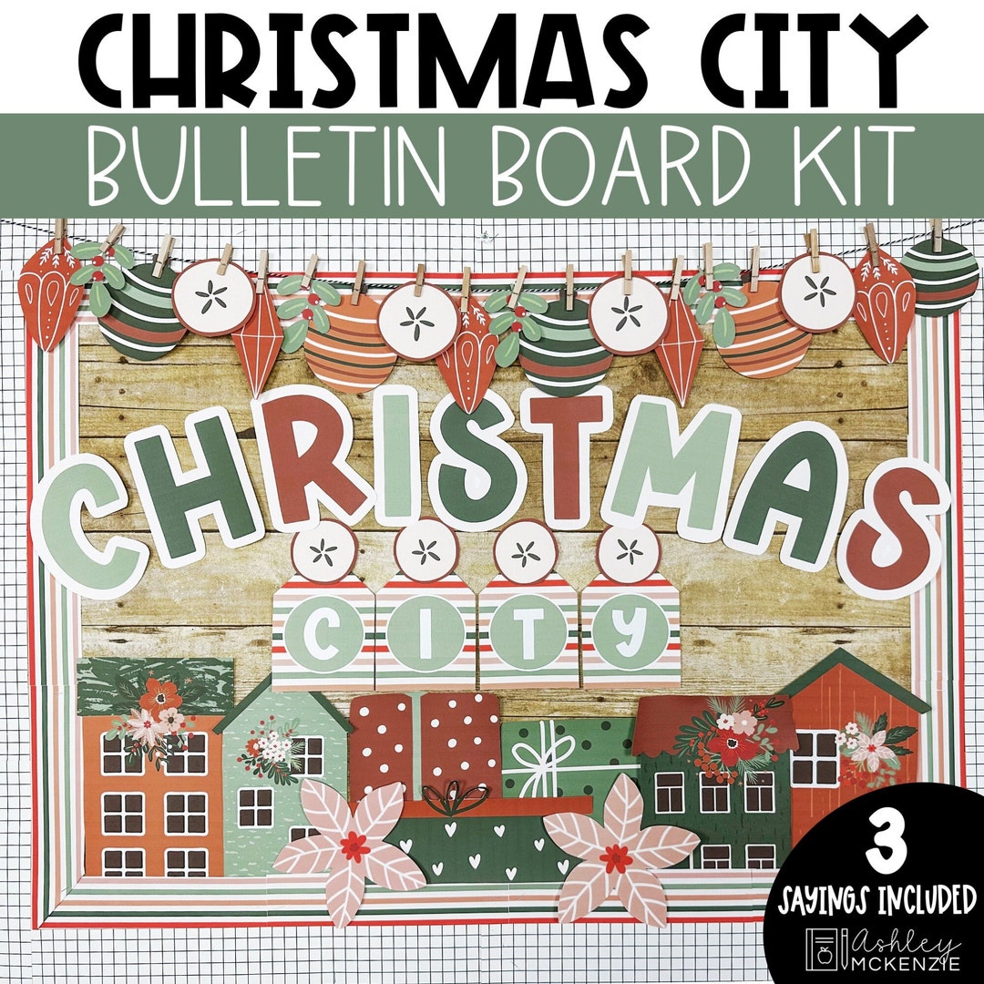 Christmas City Bulletin Board Kit, Winter Classroom Decor, Easy Holiday ...
