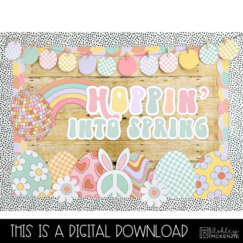 Retro Spring Bulletin Board Kit Acrostic Poem Pastel Spring - Etsy