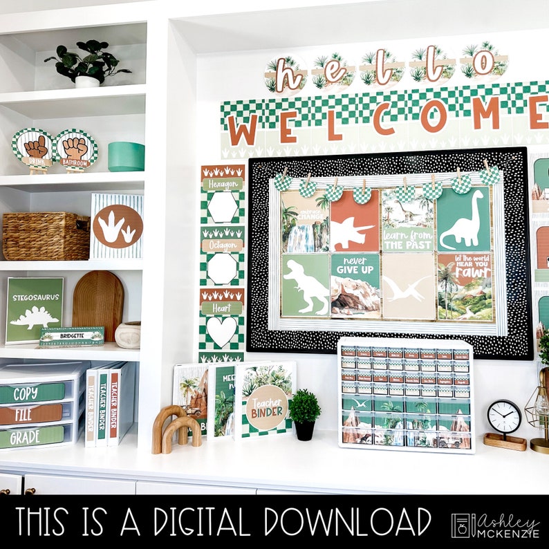 Modern Dinosaur Classroom Decor Bundle Adventure Class Theme Editable ...