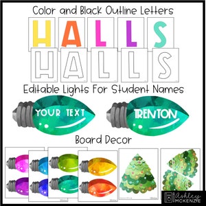 Christmas Lights Bulletin Board or Classroom Door Decor, Easy Holiday ...