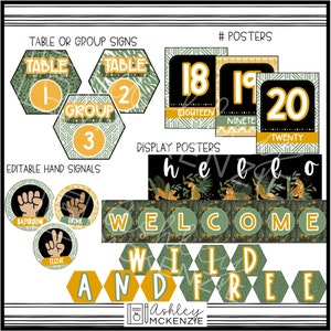 Modern Jungle Classroom Decor Bundle Calm Colors Nature Themed Bulletin ...