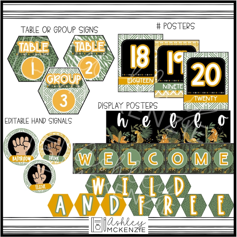 Modern Jungle Classroom Decor Bundle Calm Colors Nature Themed Bulletin Board Idea Editable ...