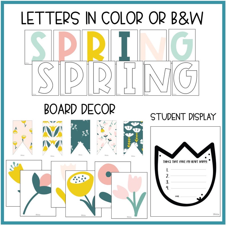 Spring Blooms Bulletin Board or Classroom Door Decor Vintage - Etsy
