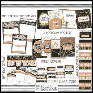 Wildflower Classroom Decor Bundle Elementary Classroom Theme Editable ...
