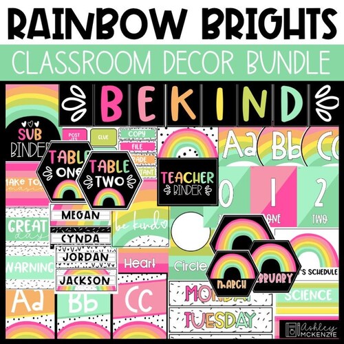 Bright Rainbow Colors Classroom Theme Supplies and - Etsy