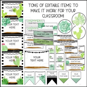 Watercolor Succulent and Cactus Classroom Decor Bundle, Easy and Modern ...
