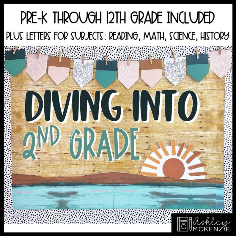 Coastal Back to School Bulletin Board or Door Decor | Etsy