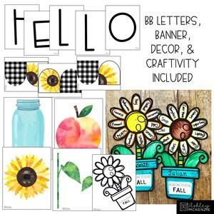 Fall Sunflowers Bulletin Board or Classroom Door Decor, Easy Autumn ...