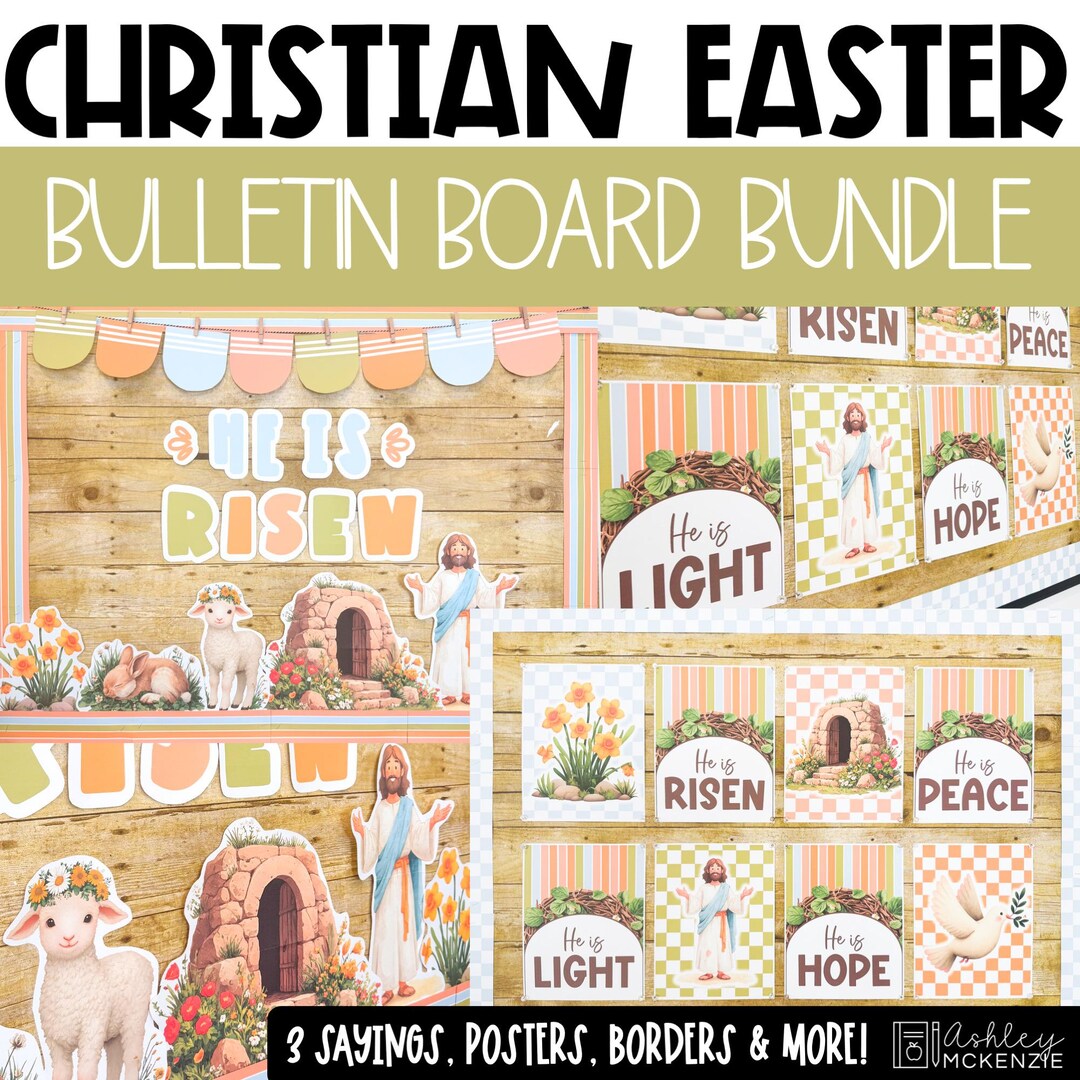 Christian Easter Bulletin Board Bundle Spring Church Decor Primary ...