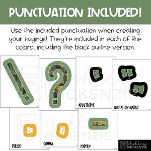 Modern Jungle Classroom Decor, A-Z Bulletin Board Letters, Punctuation ...