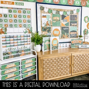 Modern Jungle Classroom Decor Bundle Calm Colors Nature Themed Bulletin ...