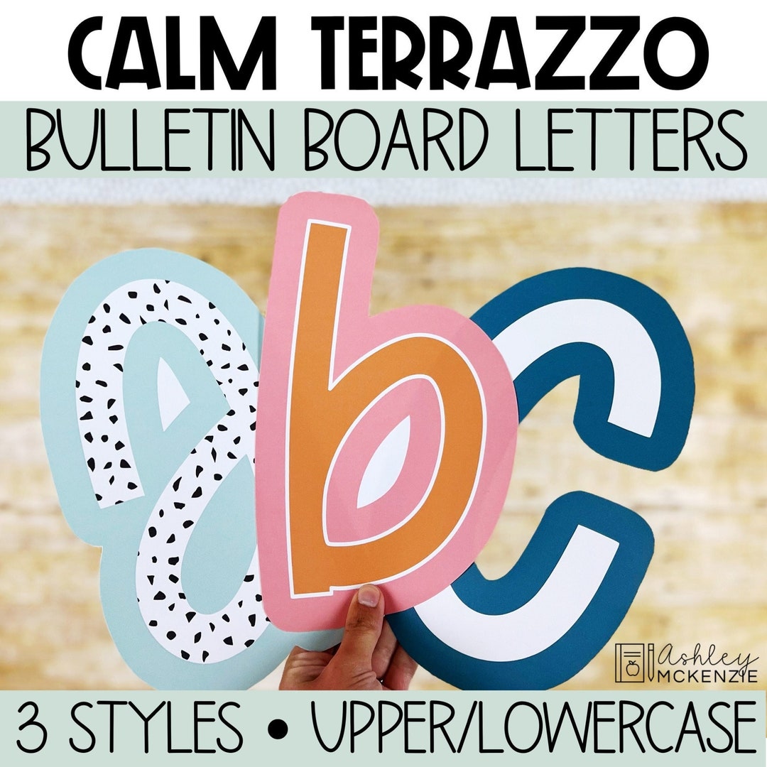 Calm Terrazzo Classroom Decor, Printable Bulletin Board Letters, A-Z ...