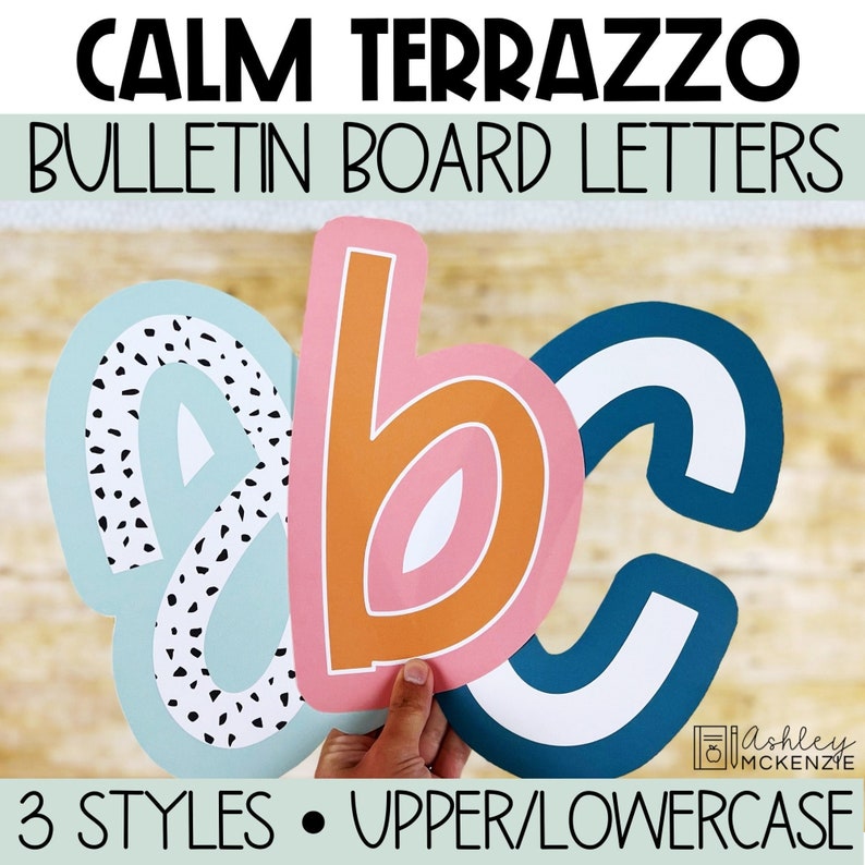 Calm Terrazzo Classroom Decor, Printable Bulletin Board Letters, A-Z ...