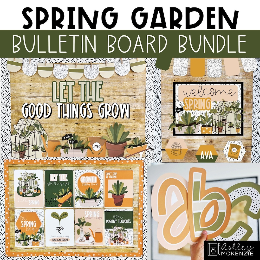 Spring Bulletin Board Bundle March Door Decorating Spring Garden Theme ...
