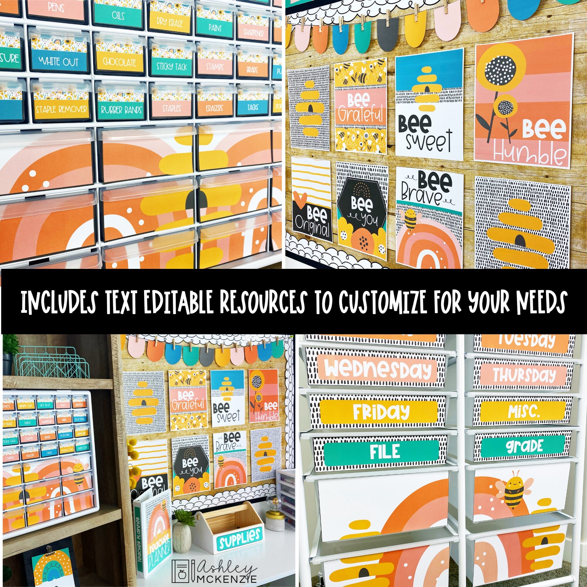 Honey Bee Classroom Decor Bundle Bright Classroom Theme Back to School ...