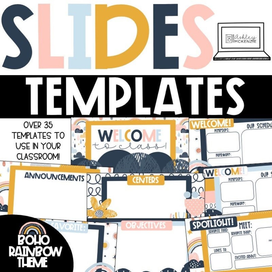 Boho Rainbow Slides and Powerpoint Templates, Digital Classroom ...
