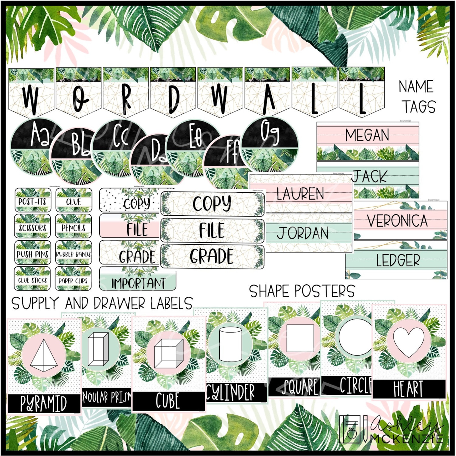 Modern Tropical Classroom Decor Bundle Easy Classroom - Etsy