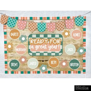 Modern Checkered Back to School Bulletin Board Kit, Easy and Modern ...