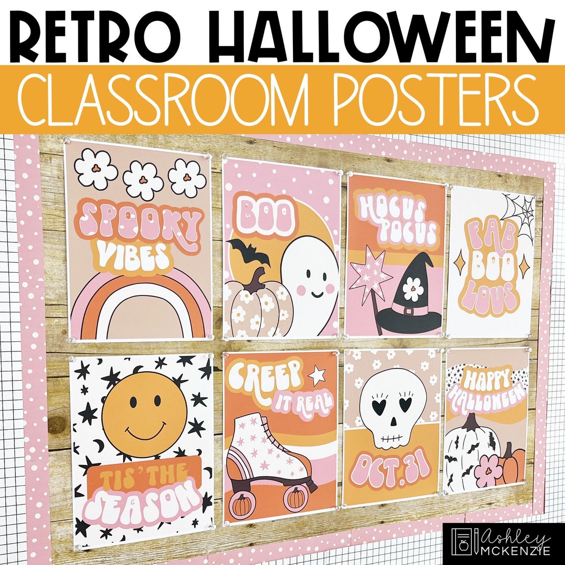 Retro Halloween Classroom Posters, Easy Holiday Classroom Decorations ...
