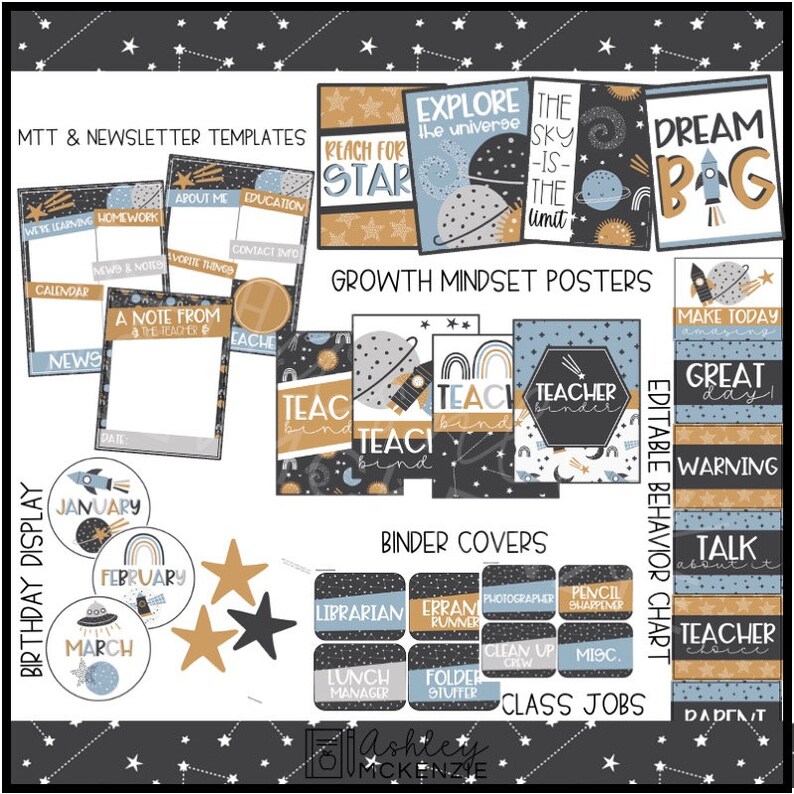 Space Classroom Decor Bundle Back to School Classroom Decorations Calm ...
