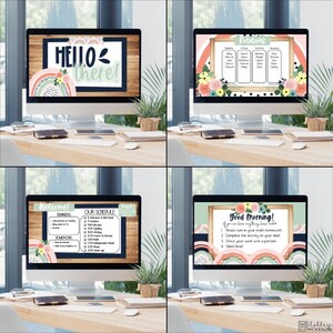Boho Rainbow Flowers Google Slides and Powerpoint Templates, Digital ...