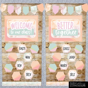 Marbled Pastel Classroom Door Decor Kit, Back to School, Easy and ...
