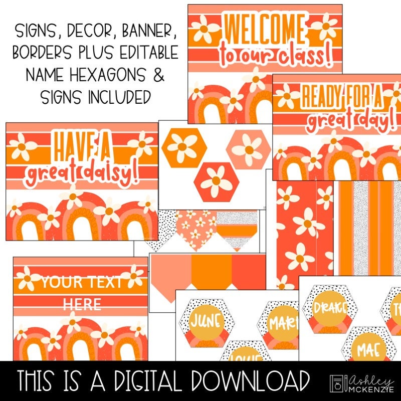 Daisy Themed Classroom Door Decor Kit, Back to School, Easy and Modern ...