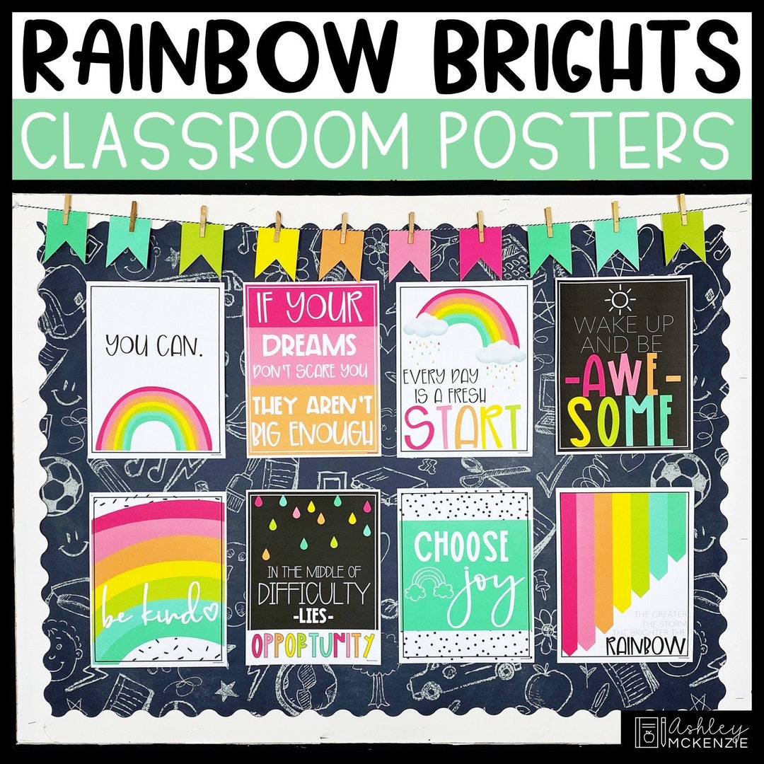 Rainbow Growth Mindset Classroom Posters Easy and Modern - Etsy