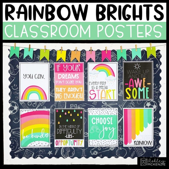 Rainbow Growth Mindset Classroom Posters Easy and Modern - Etsy