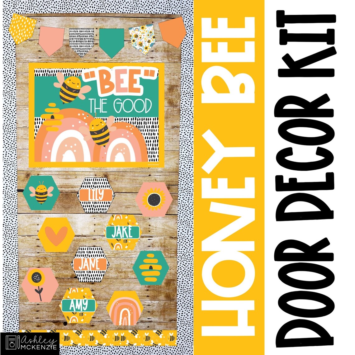 Honey Bee Classroom Door Decor Kit Back to School Easy and - Etsy