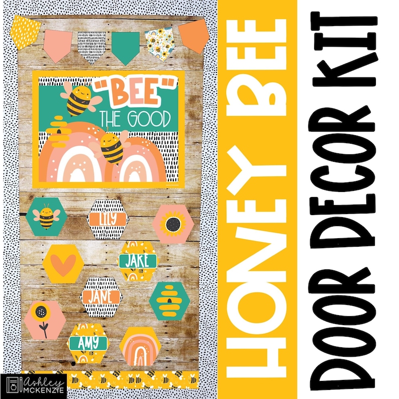 Honey Bee Classroom Door Decor Kit Back to School Easy and - Etsy