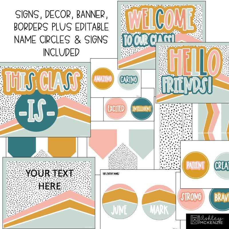Calm Terrazzo Classroom Door Decor Kit, Back to School, Easy and Modern ...