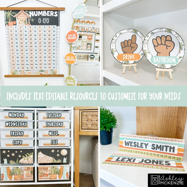 Beach Classroom Decor Bundle Calm Colors Beach Themed Classroom Decor ...