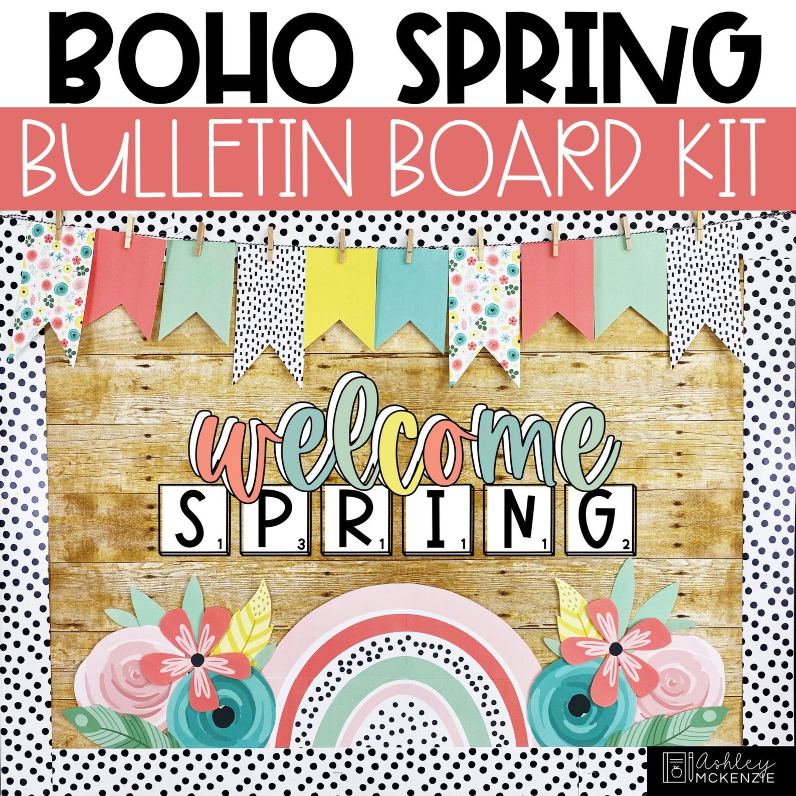 Boho Rainbow Spring Bulletin Board or Classroom Door Decor - Etsy