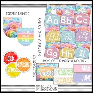 Calm Colors Classroom Decor Bundle, Pastel Sweets Theme, Editable ...