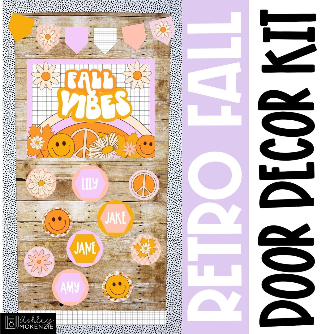 Retro Fall Classroom Door Decor Kit Autumn Classroom Decorations ...