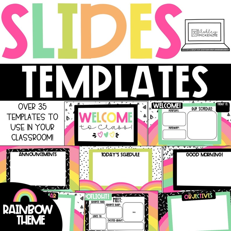Rainbow Brights Google Slides and Powerpoint Templates Bright - Etsy UK