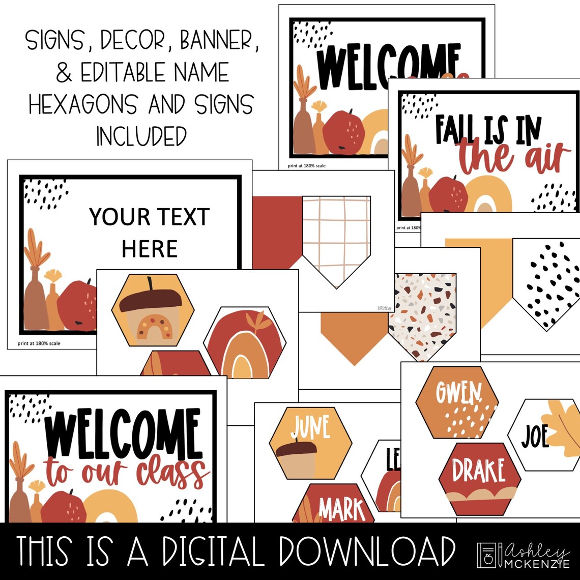 Boho Fall Classroom Door Decor Kit, Easy Autumn Classroom Decorations ...