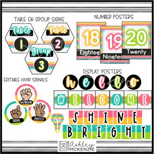 Neon Brights Themed Classroom Decor Bundle, Editable Classroom Decor ...