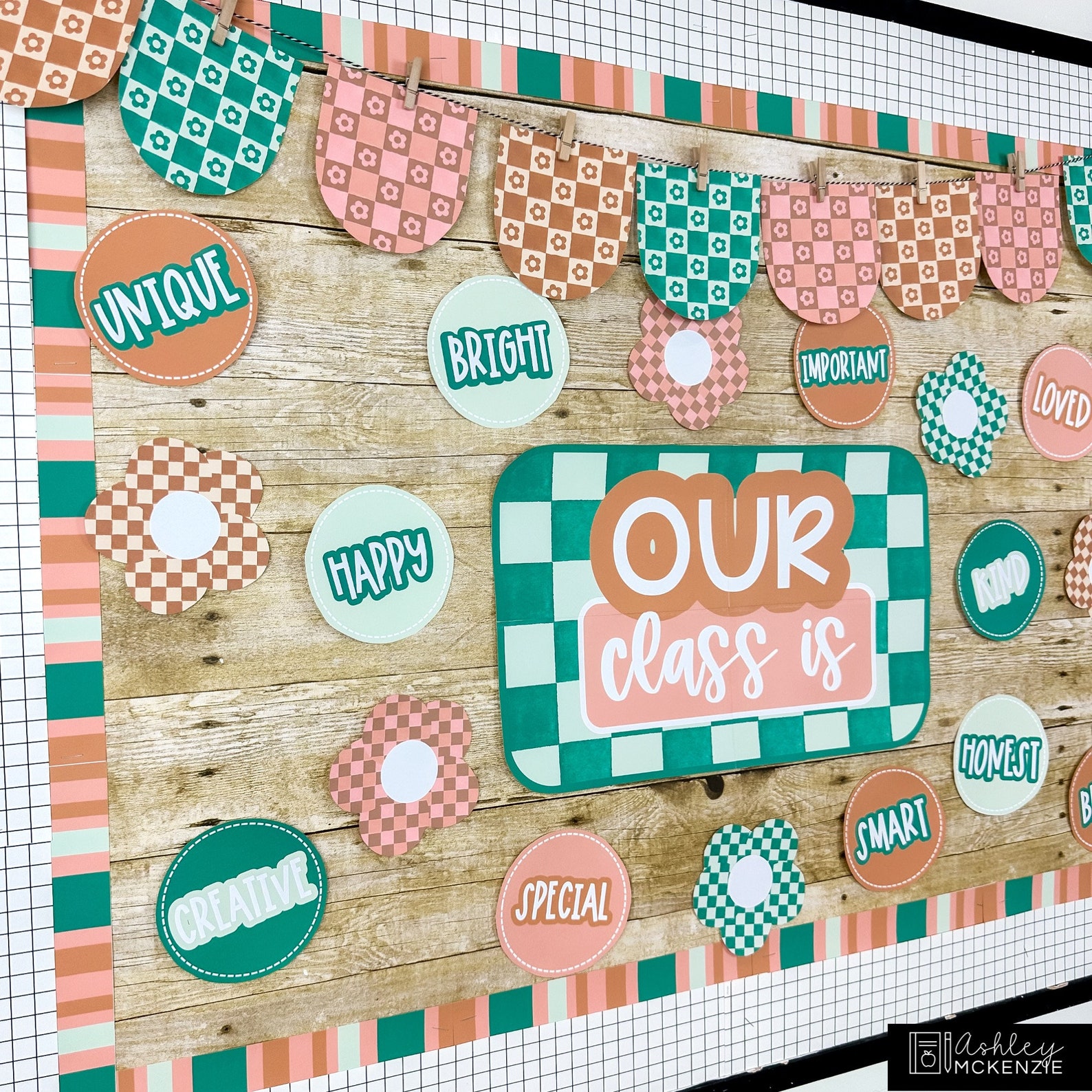 Modern Gingham Checkered Themed Classroom Decor Bundle, Editable ...
