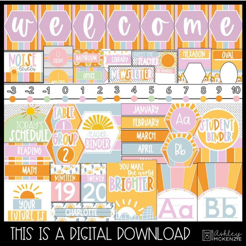 Sunshine Themed Classroom Decor Bundle Editable Calm Colors - Etsy ...