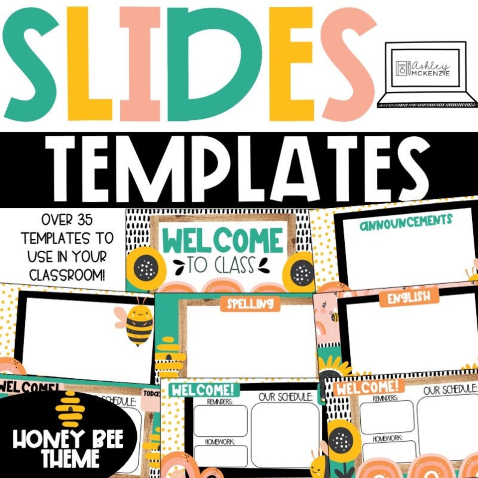 Honey Bee Google Slides and Powerpoint Templates Bright Class - Etsy