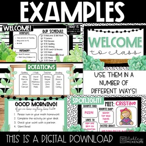 Watercolor Succulent Google Slides and Powerpoint Templates, Digital ...