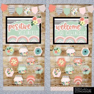 Boho Rainbow Flowers Classroom Decor, Bulletin Board Kit, Classroom ...