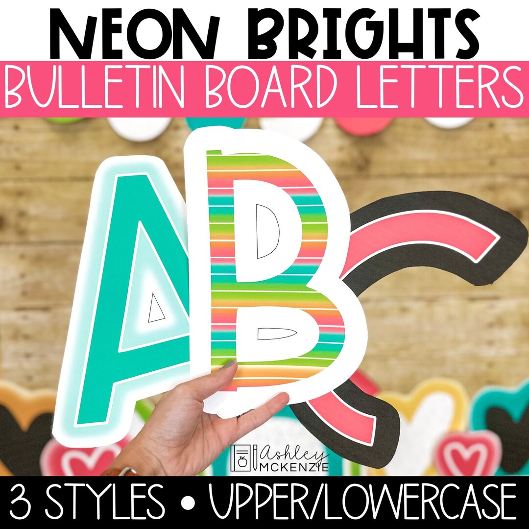 Neon Brights Classroom Decor, A-Z Bulletin Board Letters, Punctuation ...