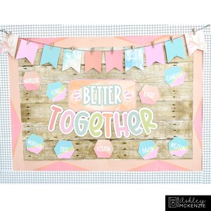 Marbled Pastel Back to School Classroom Decor, Bulletin Board Kit ...