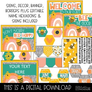 Honey Bee Classroom Door Decor Kit, Back to School, Easy and Modern ...